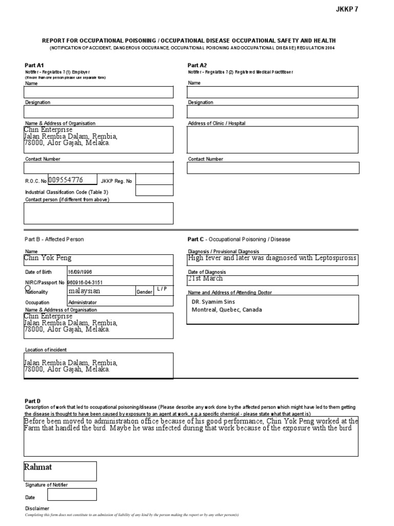 Practical 5 JKKP Form 7 Ve - jkkp7 Report of OccD OccPoisoning Eng ...
