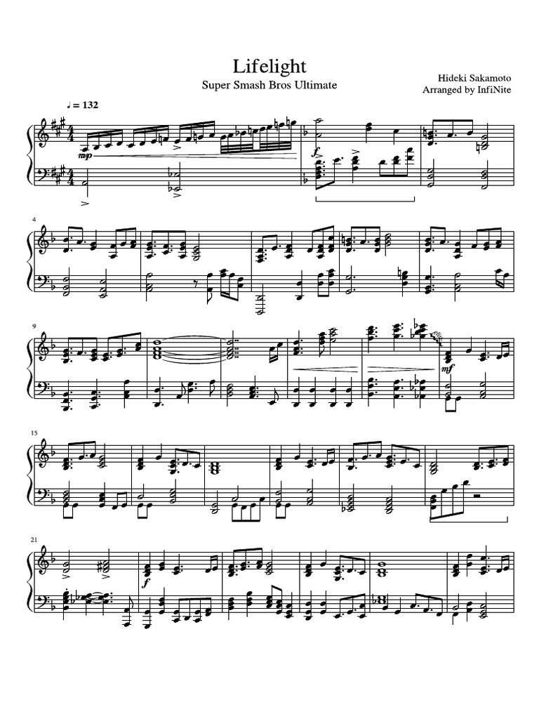 Lifelight Sheet Music Piano Hard | PDF