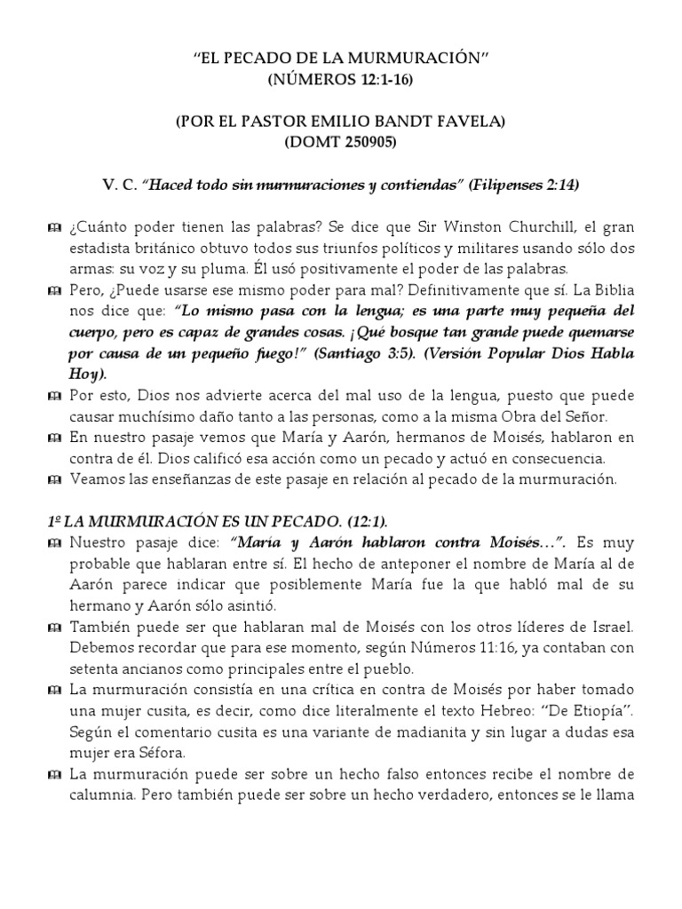 Murmuración de María y Aarón contra Moisés | PDF | María, madre de ...