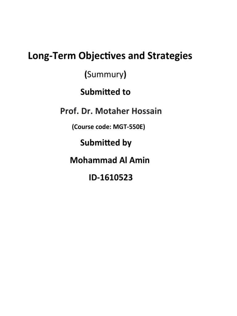 Long-Term Objectives & Strategies | PDF | Strategic Management | Business