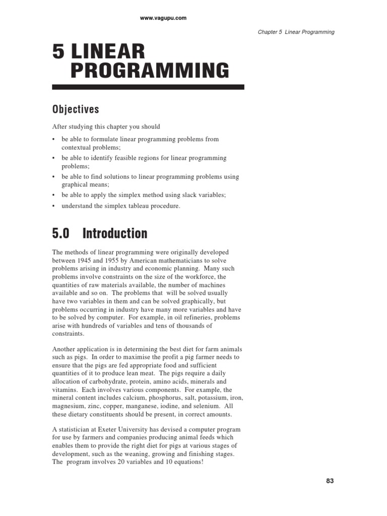 5 Linear Programming Objectives Pdf Linear Programming Teaching Mathematics