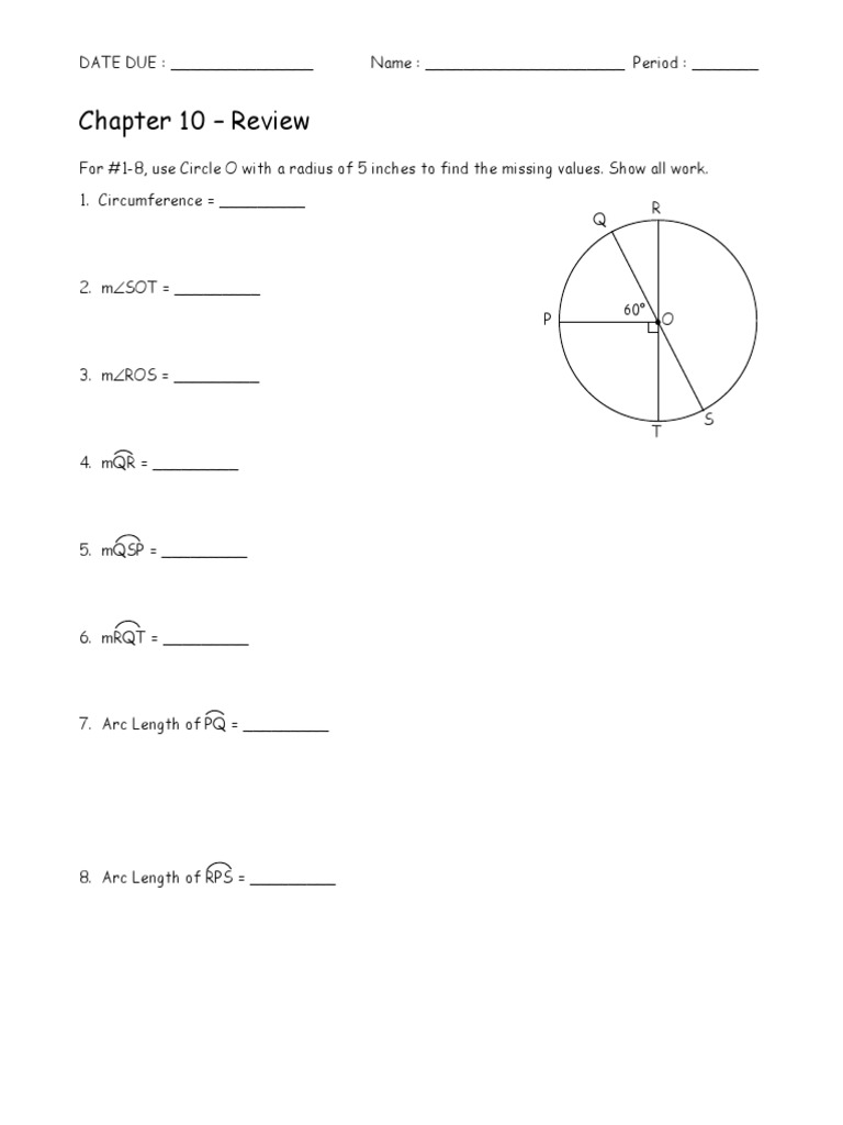 CH 9 Review Circles | PDF | Circle | Differential Geometry
