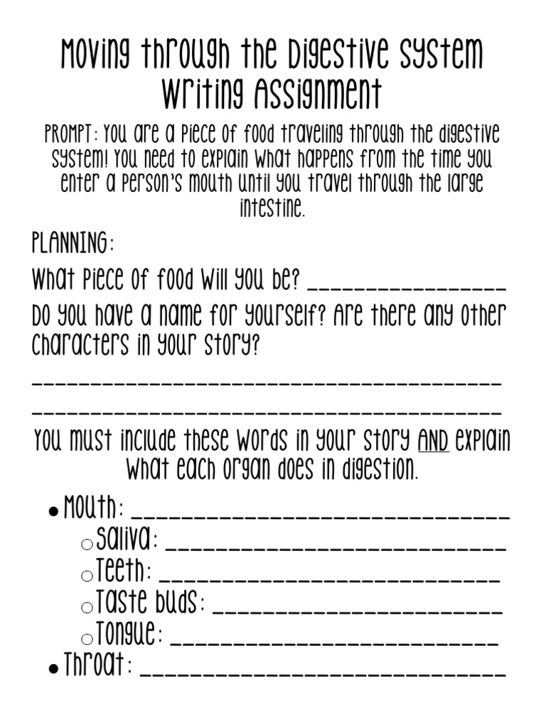 Moving Through The Digestive System Writing Assignment | PDF | Human ...
