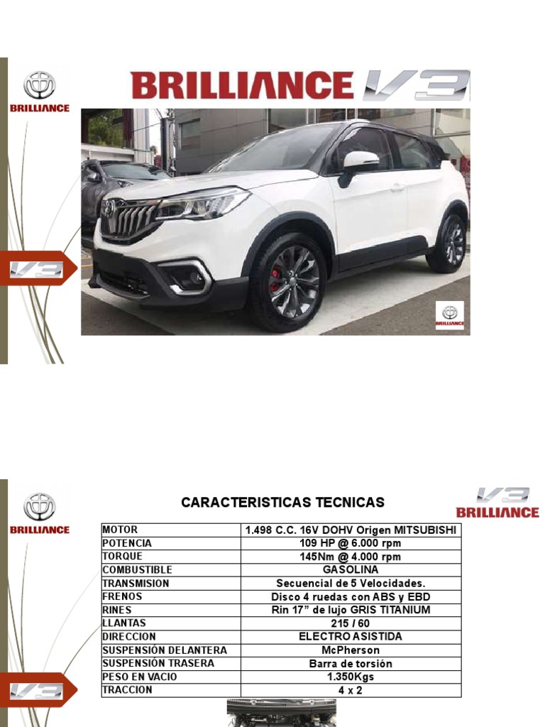 Ficha Tecnica Brilliance v3 | PDF | Airbag | Vehículos con tracción delantera