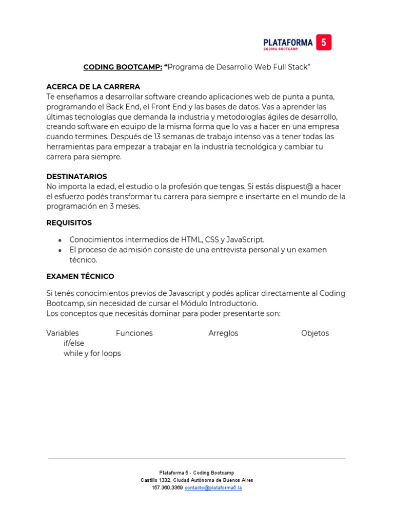 Programa Coding Bootcamp - Plataforma 5 | PDF | Modelo de objeto de documento | Red mundial