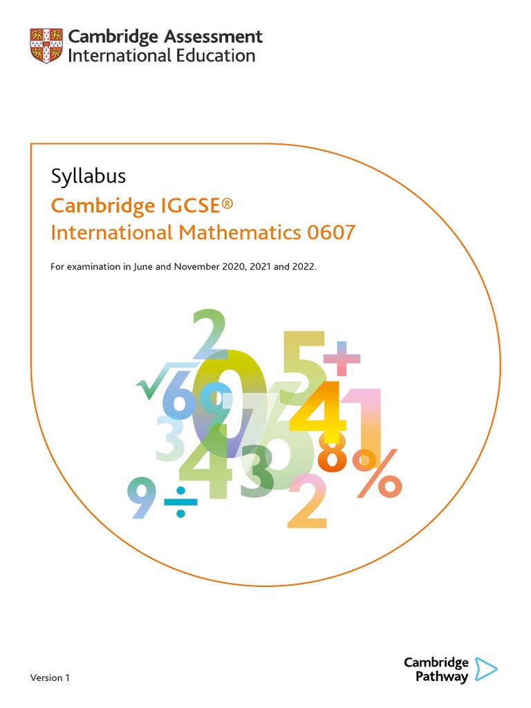 Syllabus: Cambridge IGCSE® International Mathematics 0607 | PDF | Angle ...