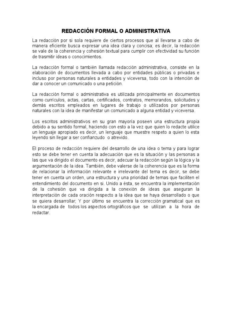Redacción Formal o Administrativa | PDF | Ingeniería | Idiomas