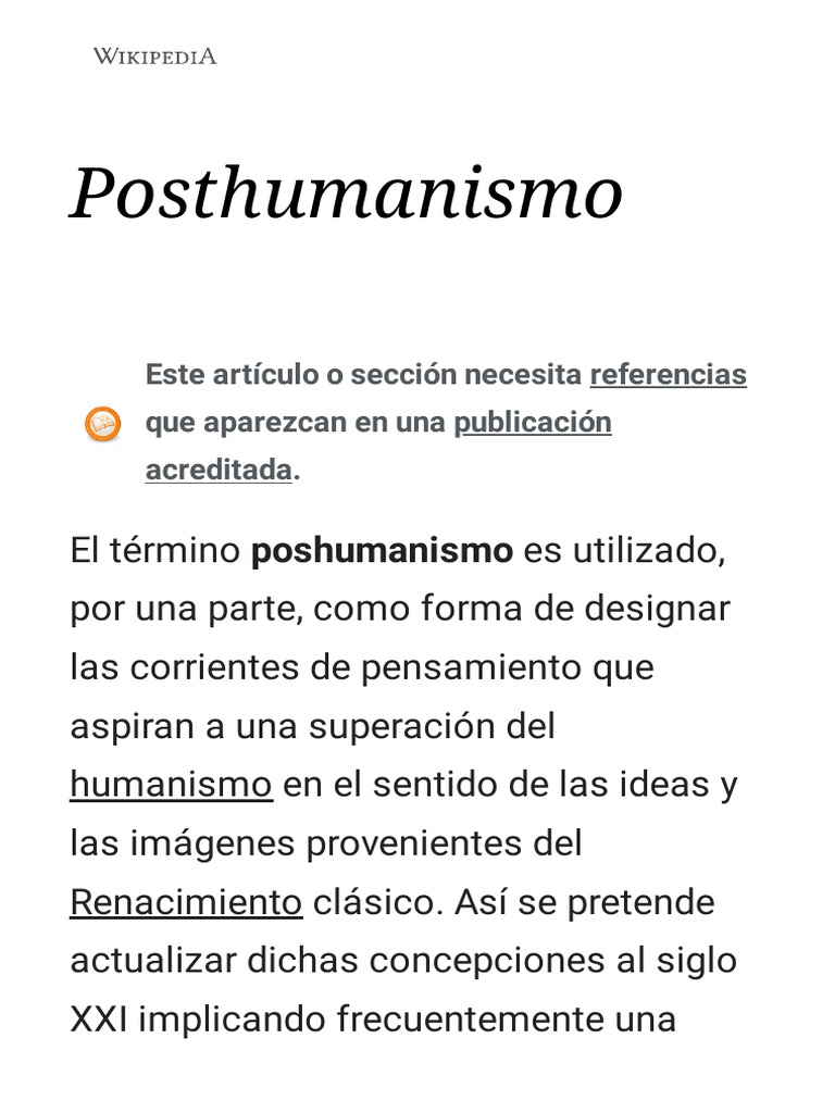 Posthumanismo Definición | PDF | Teorías filosóficas | Science