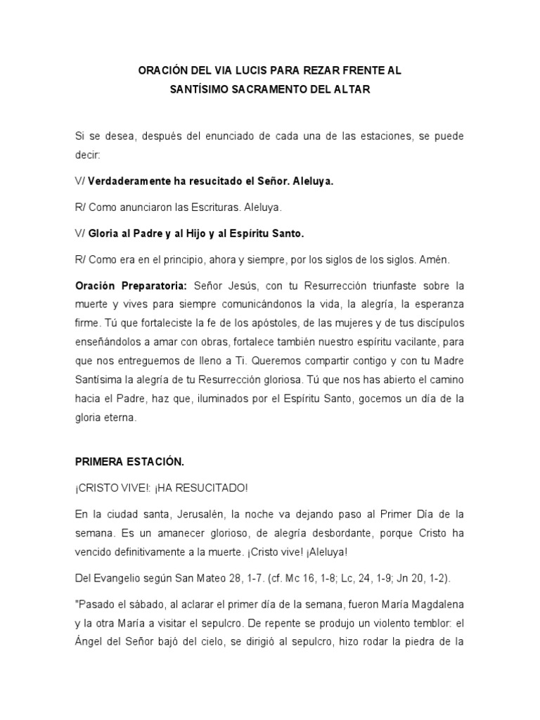 Oración del Via Lucis en el Altar | PDF | La resurrección de Jesús ...
