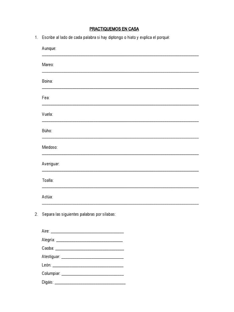 Practiquemos en Casa | PDF