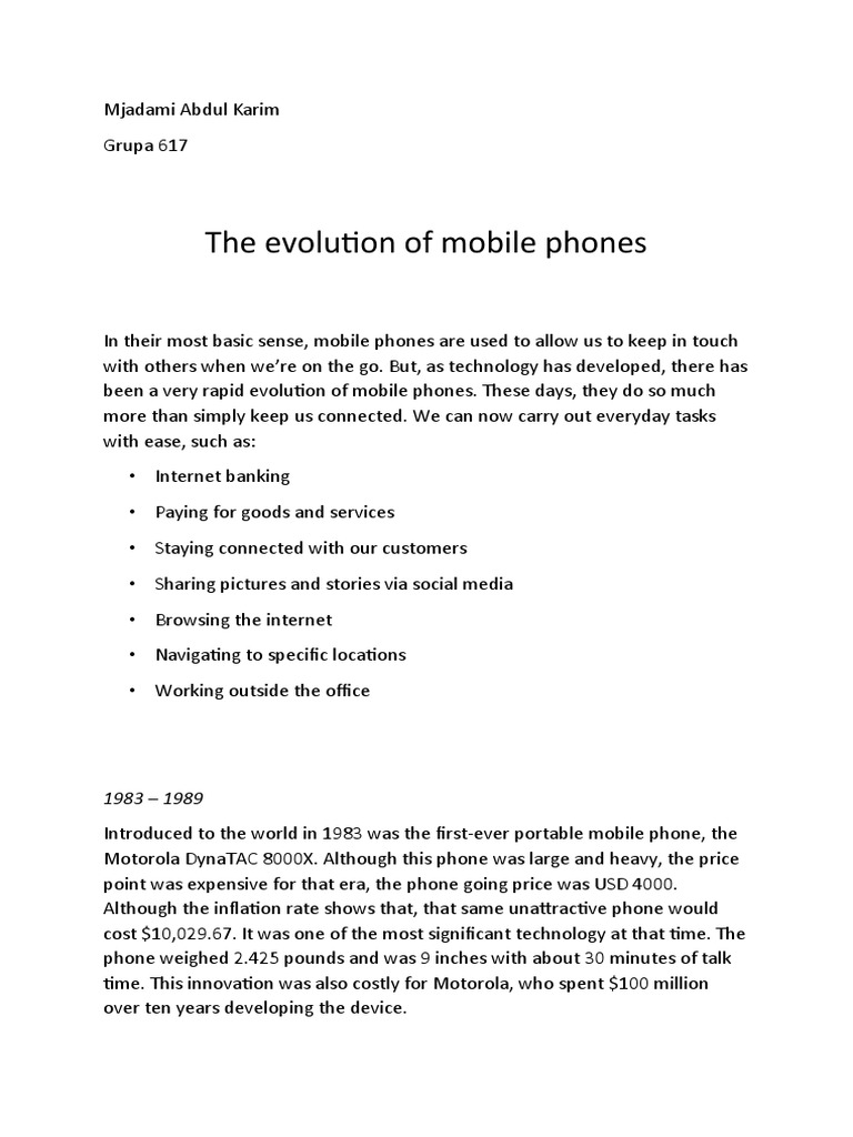 The Evolution of Mobile Phones | PDF | I Phone | Mobile Phones