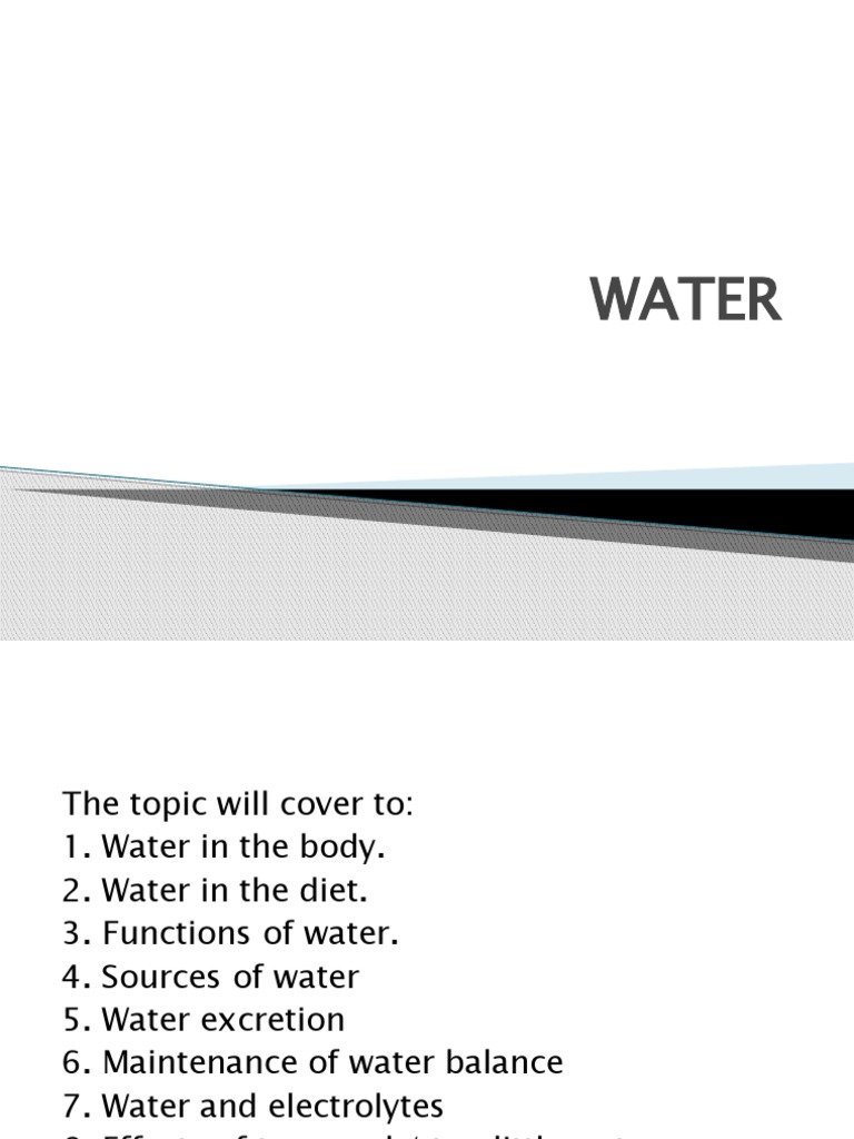 Water Food and Dietetics | PDF | Human Body | Electrolyte
