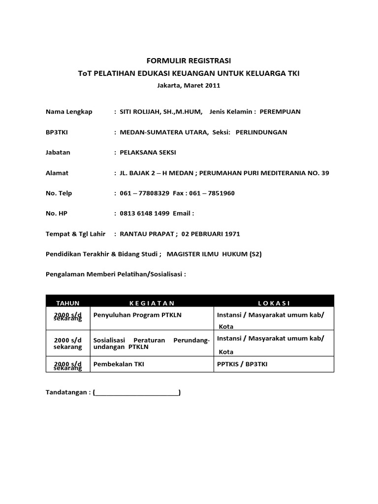 Formulir Registrasi | PDF