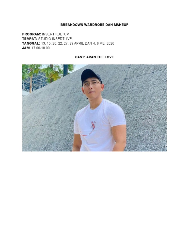 Breakdown Wardrobe Dan Makeup | PDF | Seni