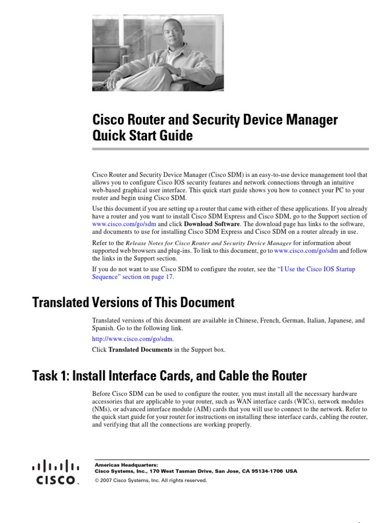 Cisco Router and Security Device Manager Quick Start Guide: Translated ...