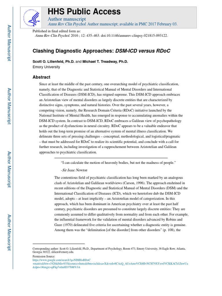 DSM Versus RDoC | PDF | Diagnostic And Statistical Manual Of Mental ...