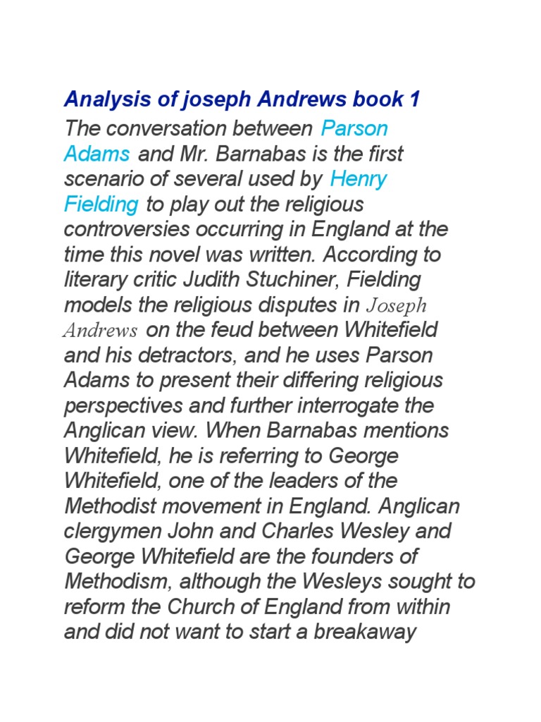 Analysis of Joseph Andrews Book 1 | PDF | Western Philosophy | Supernatural