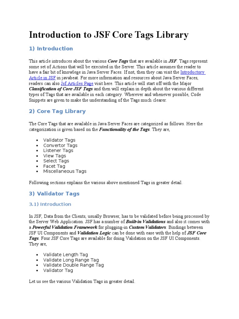 A Comprehensive Guide to JSF Core Validation Tags: Validate Length, Long Range, Double Range ...