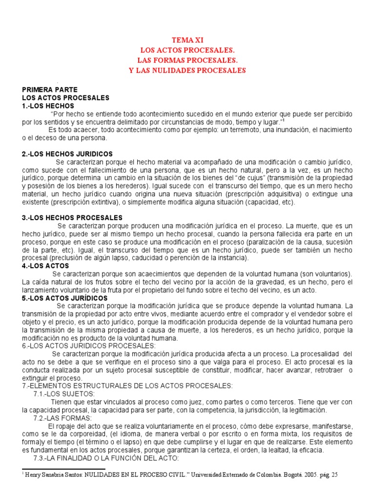 Los Actos, Formas y Nulidades Procesales | PDF | Procedimiento Civil ...