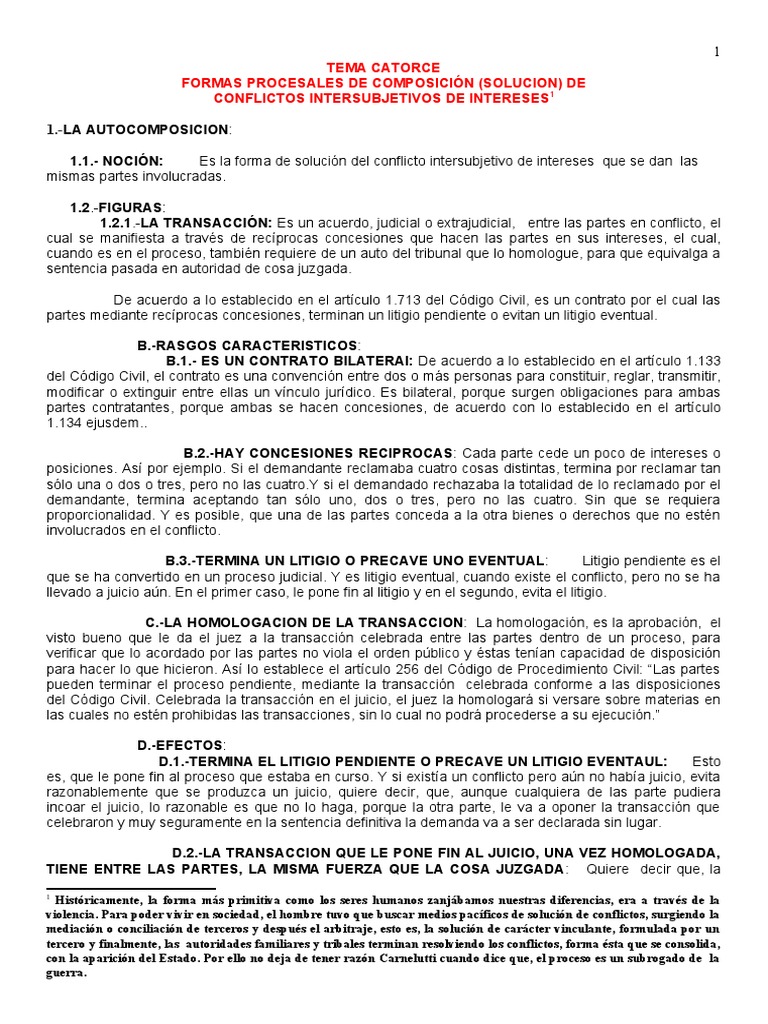 Formas Procesales de Solución de Conflictos Intersubjetivos | PDF ...