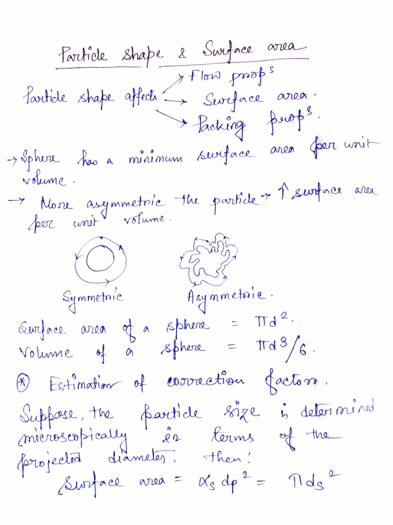 Particle Shape, Surface Area | PDF | Sphere | Volume