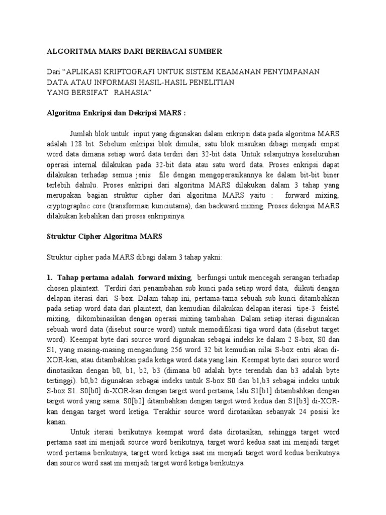 Algoritma MARS untuk Keamanan Data | PDF | Metode & Bahan Ajar