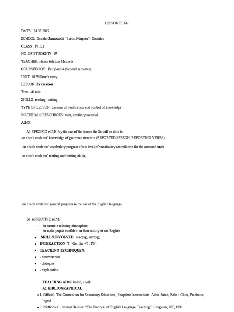 Lesson Plan Test | PDF | Question | Teachers