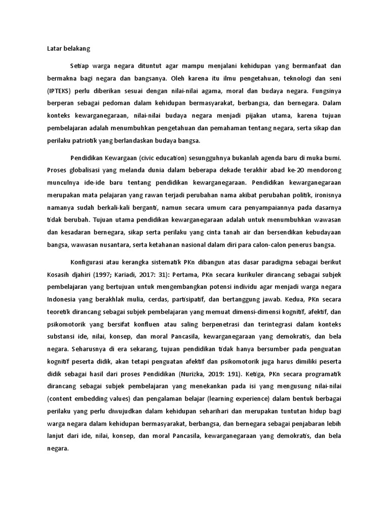 Latar Belakang Makalah PKN | PDF