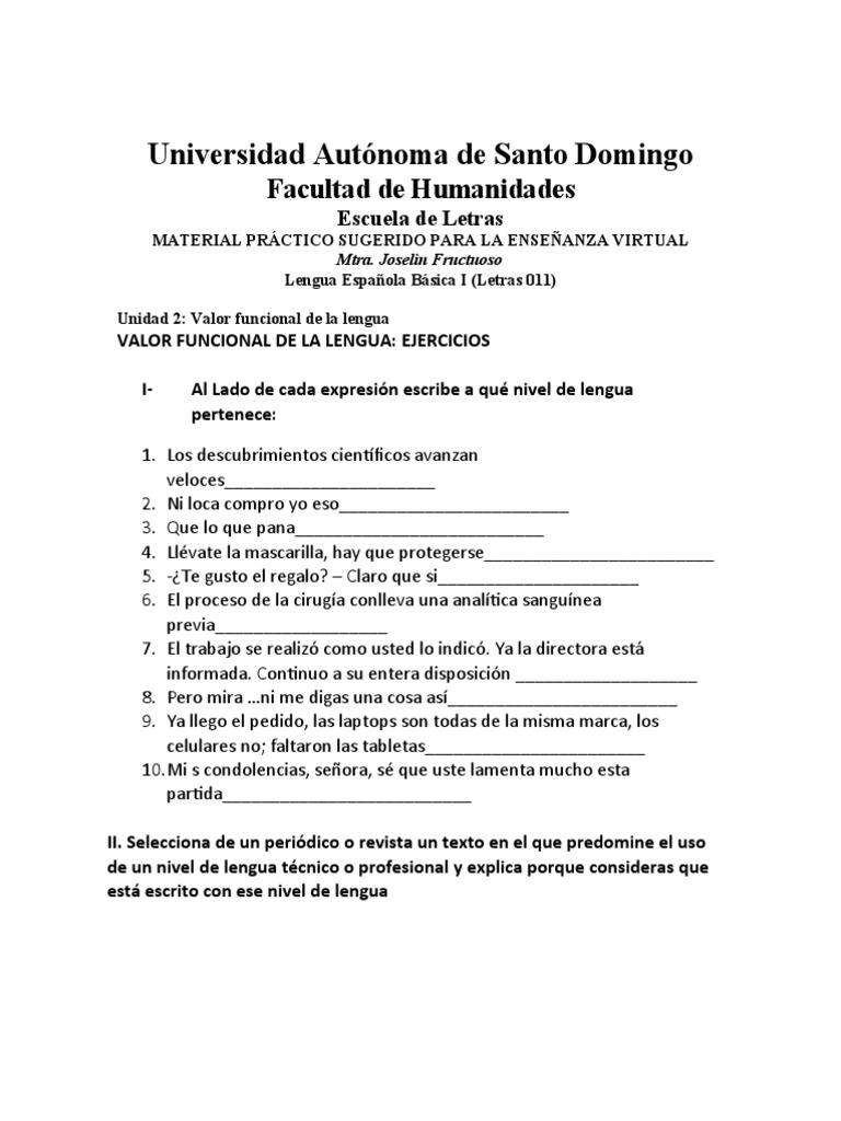 Let 011 Unidad II Ejercicios | PDF