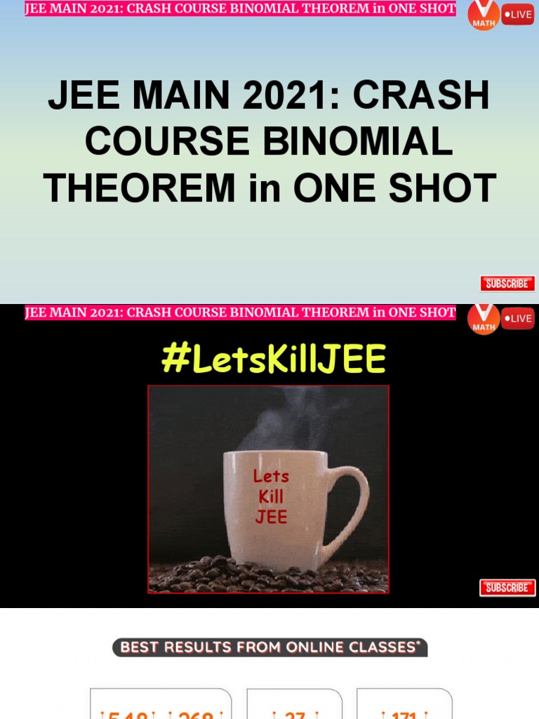 Jee Main 2021: Crash Course Binomial Theorem in One Shot | PDF | Teaching Mathematics | Abstract ...