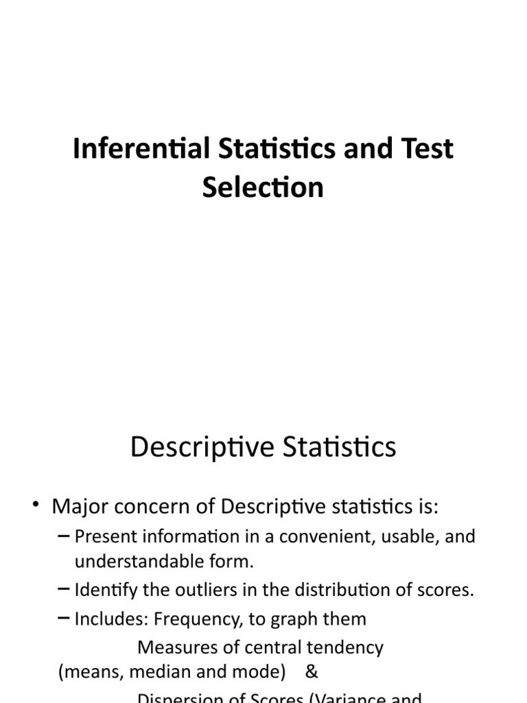 Infrential Statistics and Test Selection | PDF | Self-Improvement ...