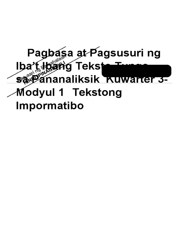 Pagbasa 11 - Q3 - Mod 1 - Tekstong-Impormatibo-1 - Version4 | PDF
