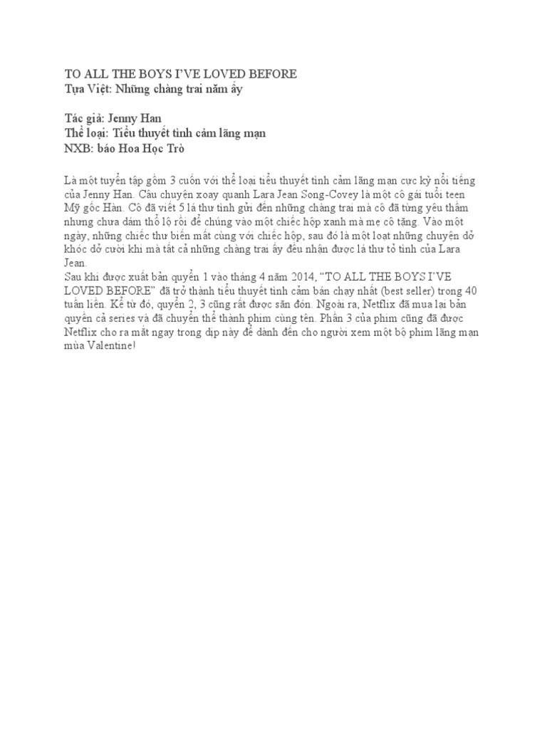 TO ALL THE BOYS I Love Before | PDF
