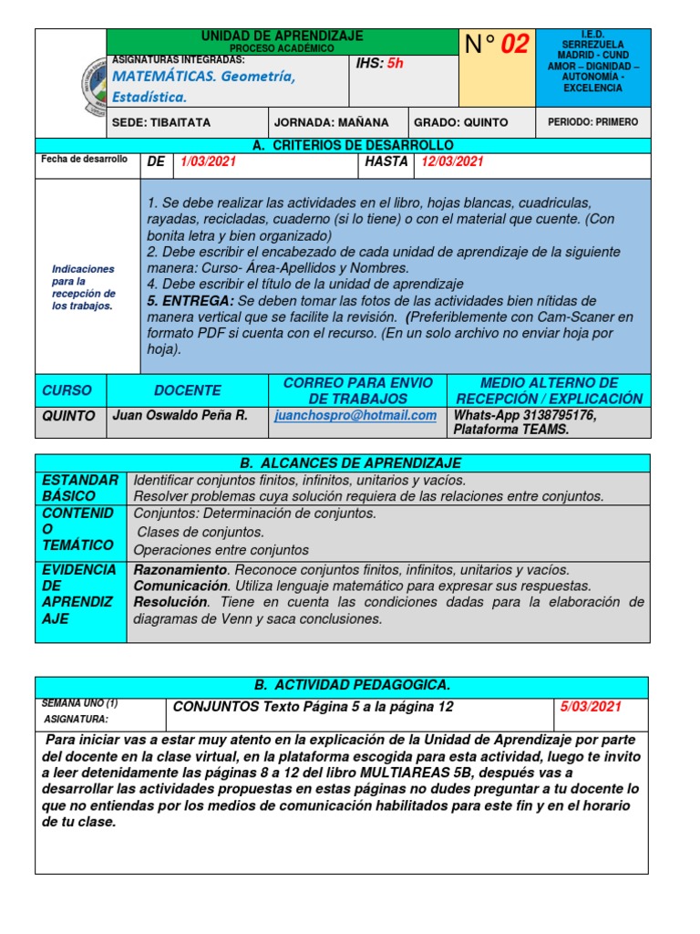 UDA 502 Matemáticas 2. | Descargar gratis PDF | Aprendizaje | Enseñanza ...