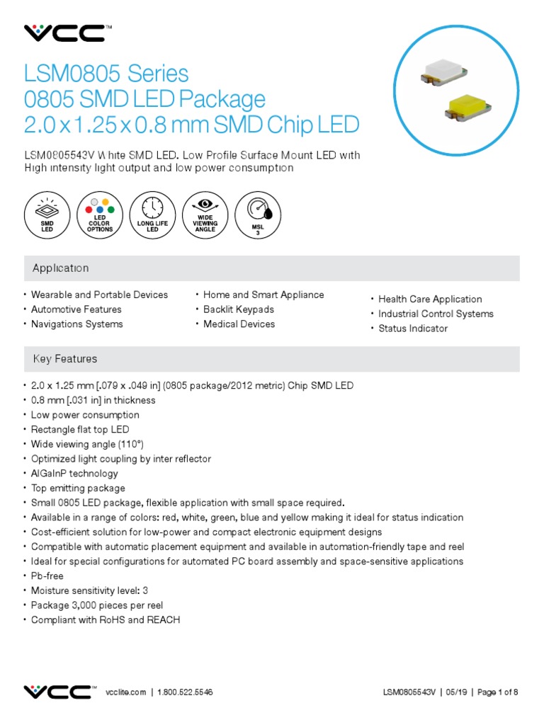 LSM0805 Series 0805 SMD LED Package 2.0 x1.25x 0.8 MM SMD Chip LED ...