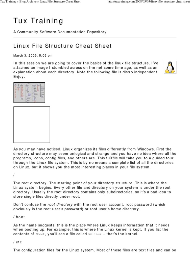 Linux File Structure Cheat Sheet | PDF | Linux Distribution | Computer File