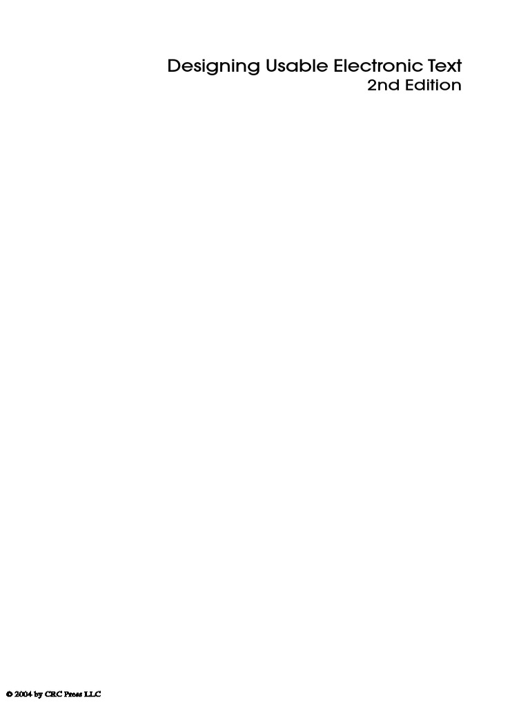 Designing Usable Electronic Text 2nd Ed.) | PDF | Human Factors And Ergonomics | Human–Computer ...