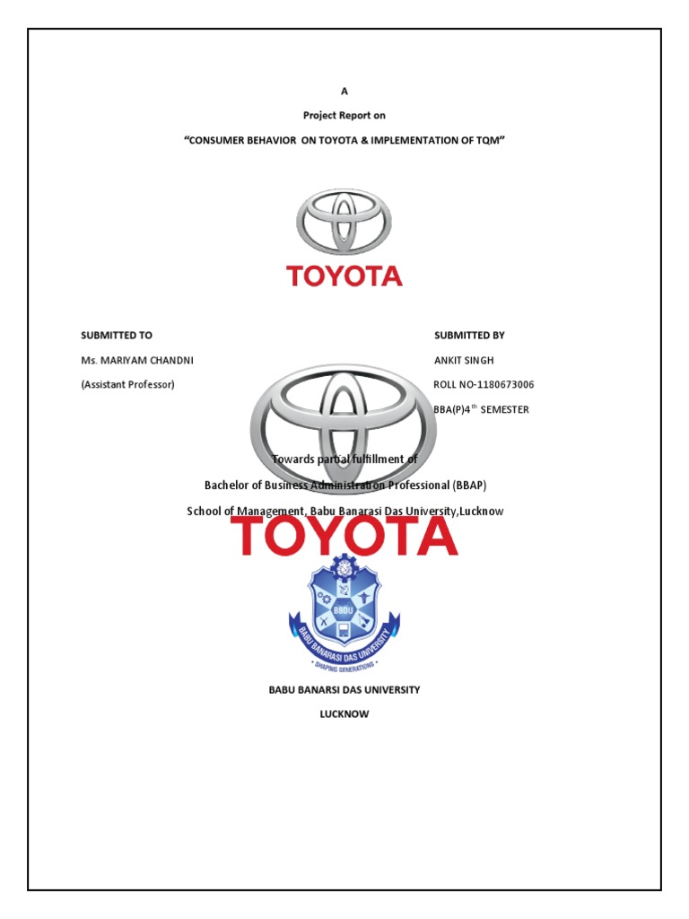 A Project Report On "Consumer Behavior On Toyota & Implementation of ...