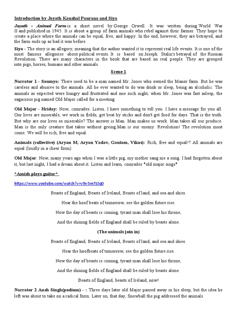 Animal Farm Script 4th Feb Edited | PDF