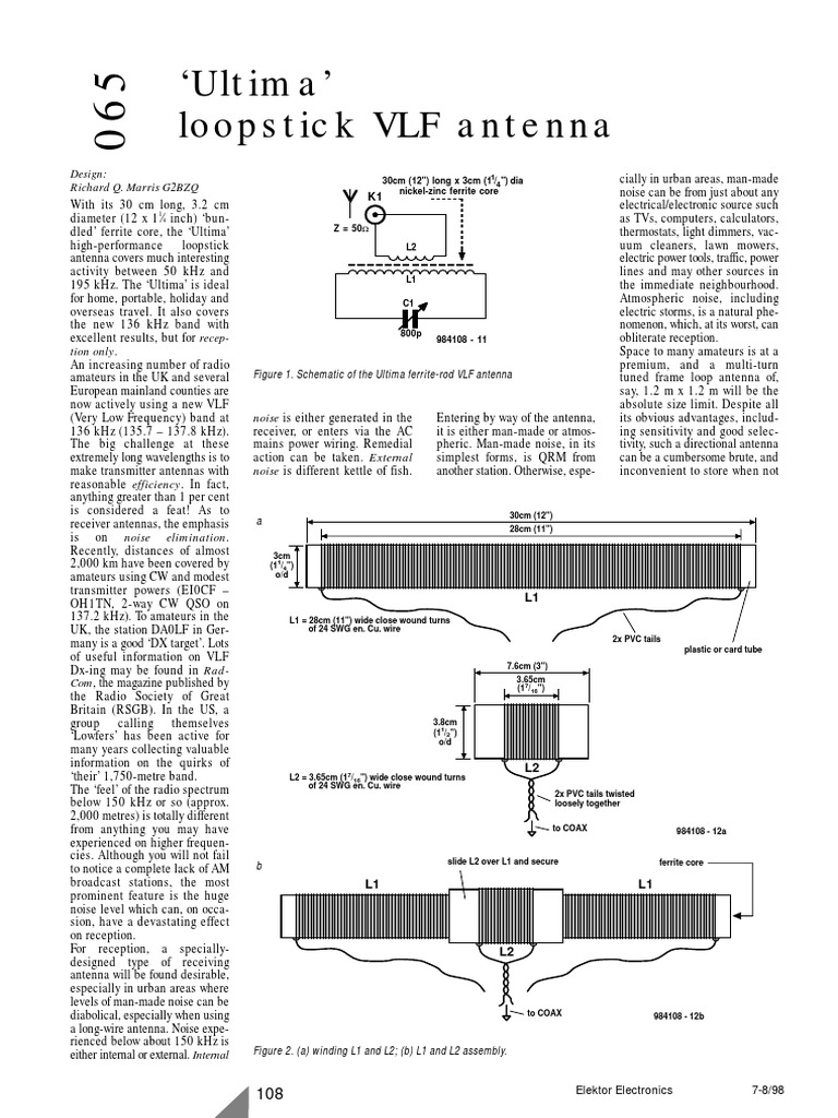 Elektor 'Ultima' Loopstick VLF Antenna | PDF | Inductor | Coaxial Cable