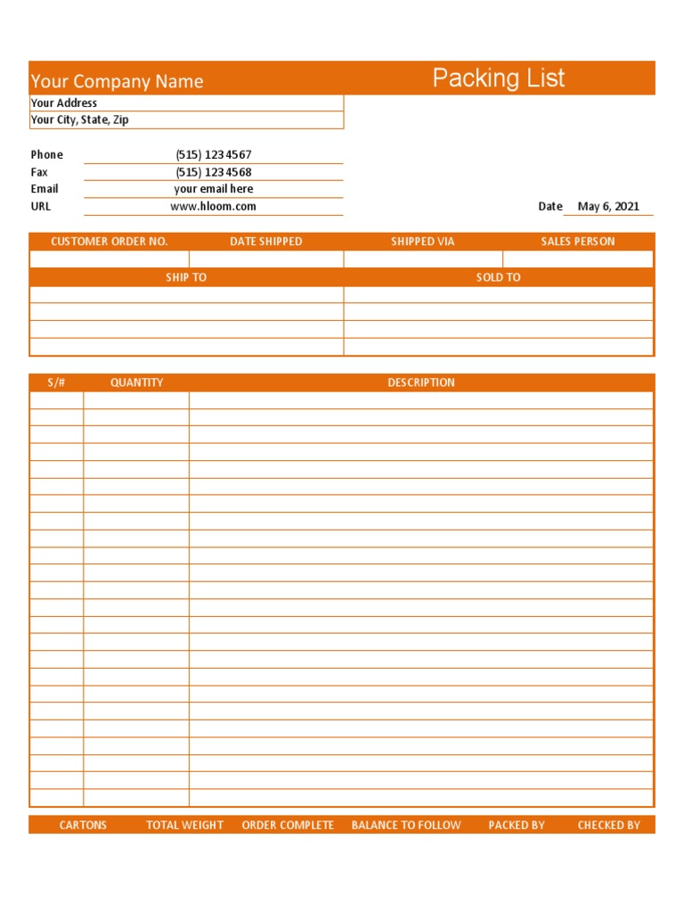 Simple Packing List in Excel | PDF