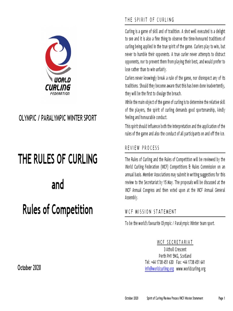 2020 The Rules of Curling | PDF | Sports | Leisure