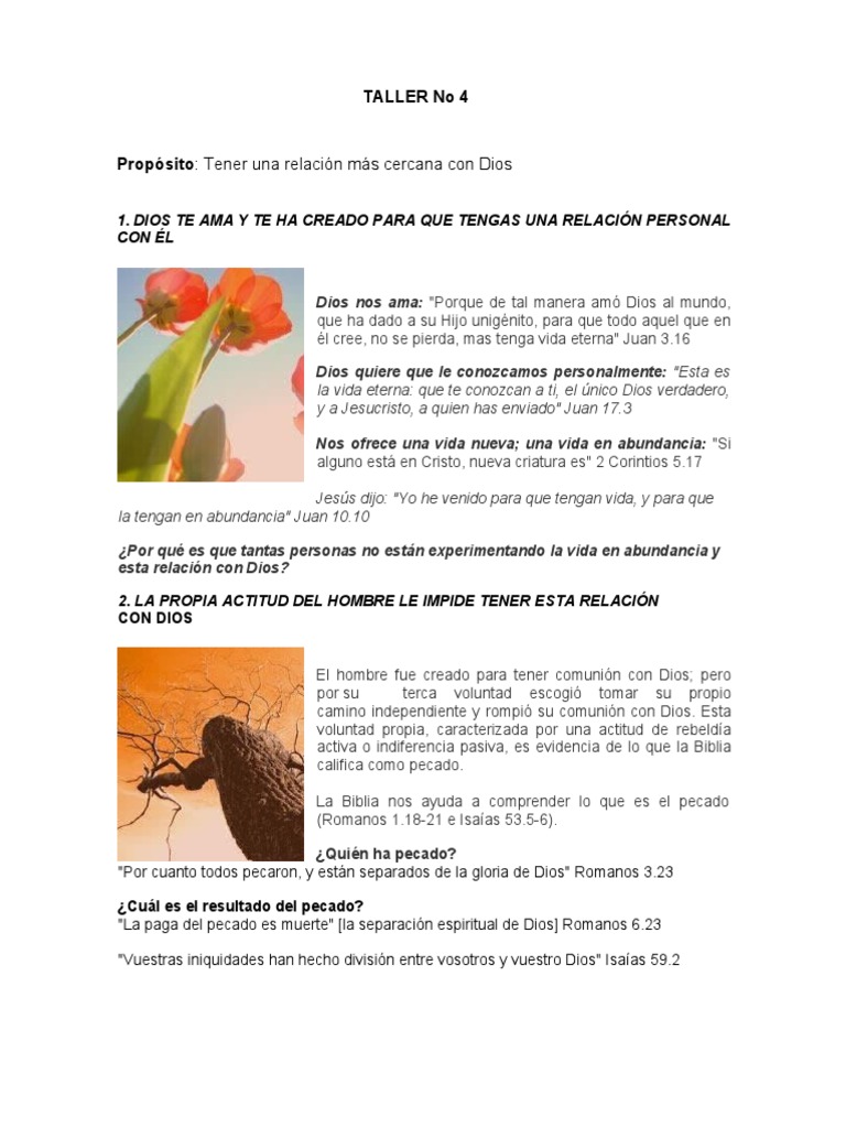 Taller No 4 Relación Con Dios Descargar Gratis Pdf Pecado Jesús