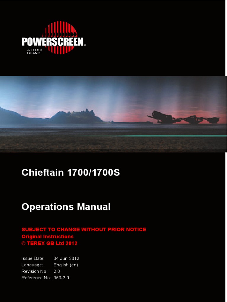 PowerScreen Cheiftain 1700 Operator's Manual | PDF | Safety ...