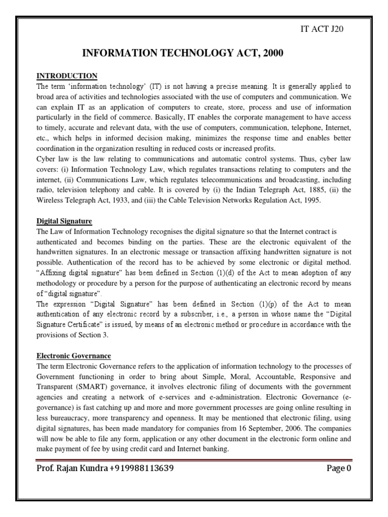 Information Technology Act | PDF | Computer Data Storage | E Government