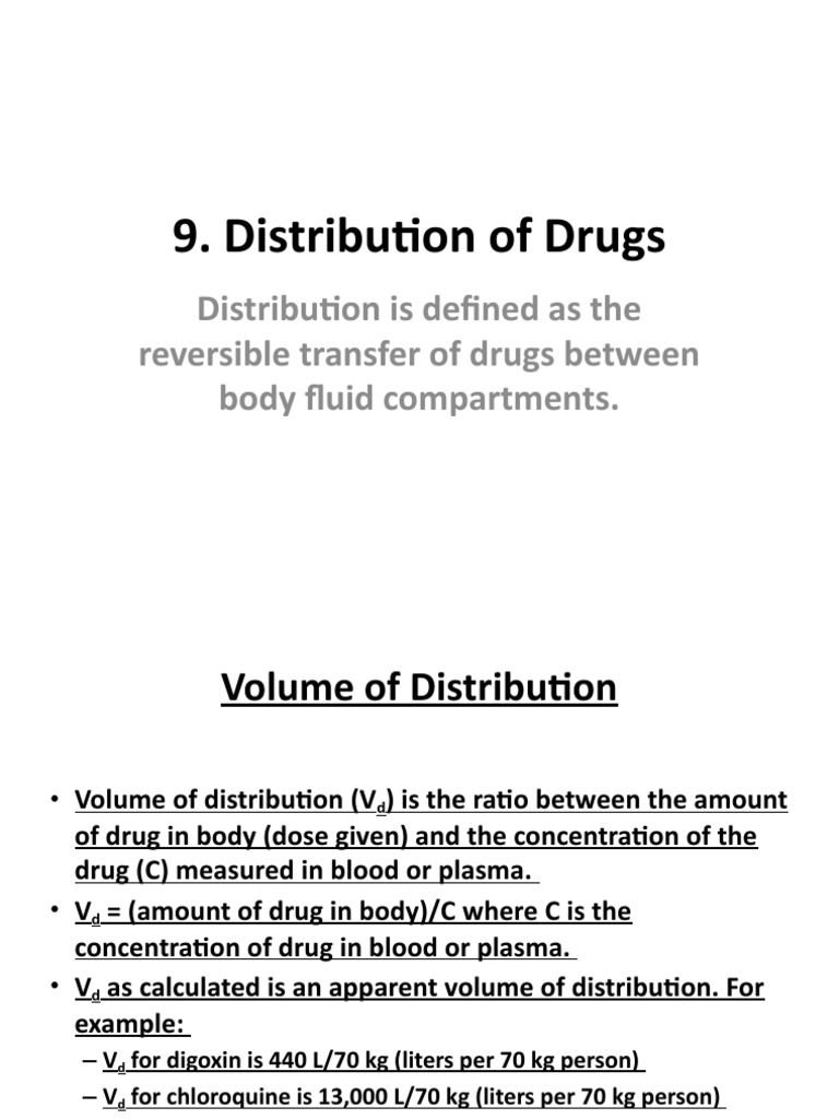 Distribution of Drugs: Distribution Is Defined As The Reversible ...
