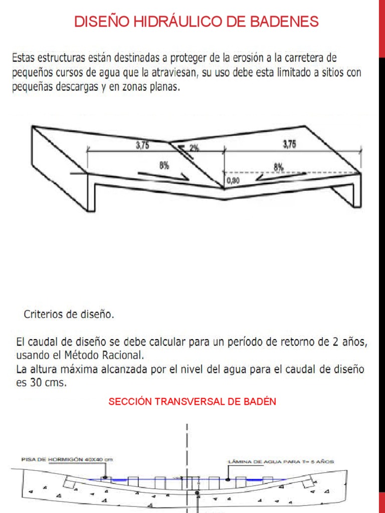 Diseño Hidráulico de Badènes en Carreteras | PDF