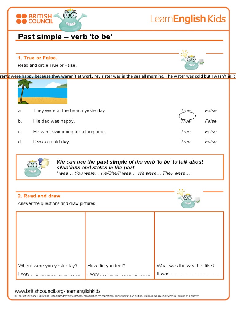 Grammar Games Past Simple Verb To Be Worksheet | PDF