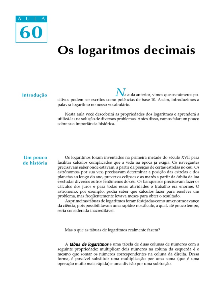 Mat2g60 Os Logaritmos Decimais | PDF | Logaritmo | Números