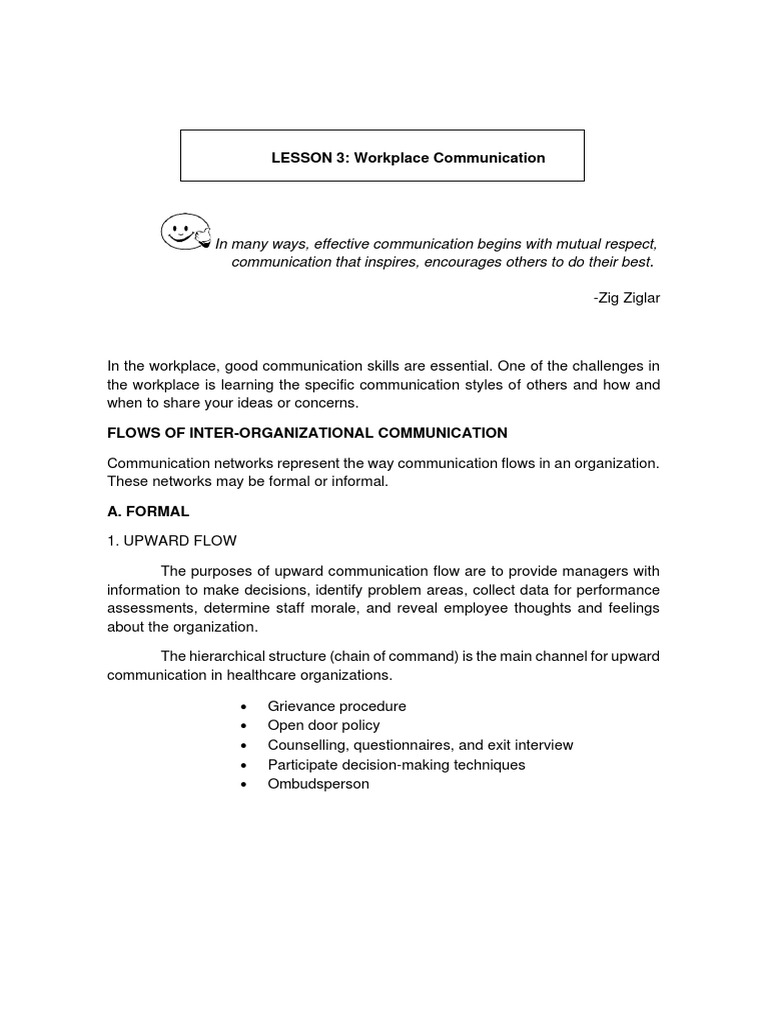 UNIT 3 Lesson 3 Workplace Communication | PDF | Hierarchy | Communication
